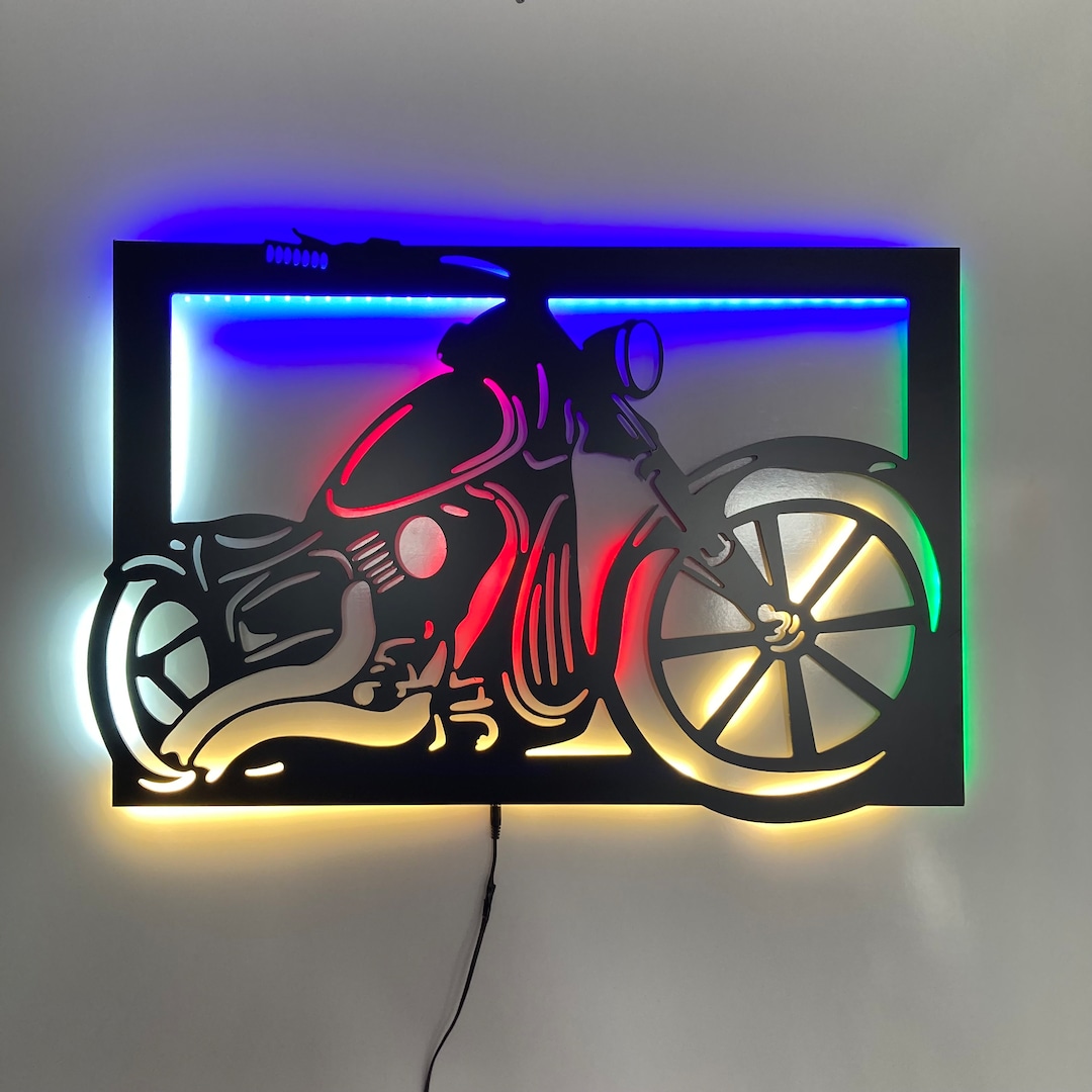 Harley Davidson Led Sign, Harley Davidson Wall Decor, Led Light Wall ...