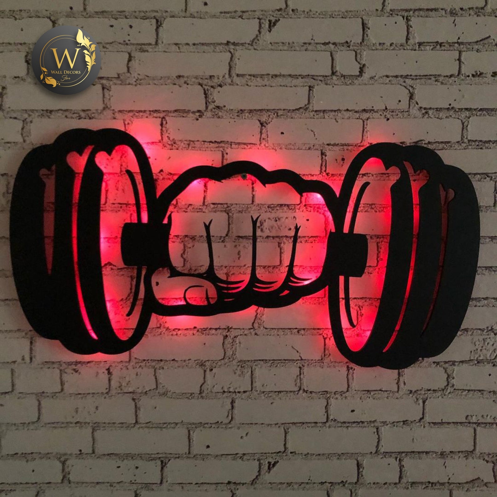 Wall Sign 3D Dumbbell Wall Decor Led Light Wall Decor - Etsy