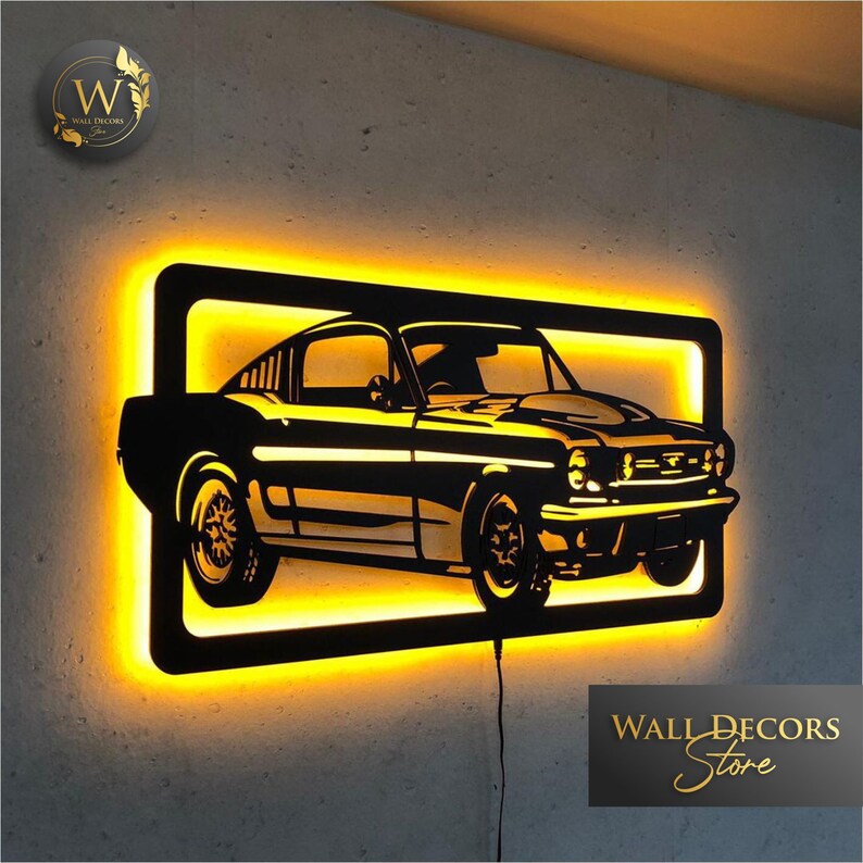 Wall Sign 3D Ford Mustang Wall Decor Led Light Wall Decor - Etsy