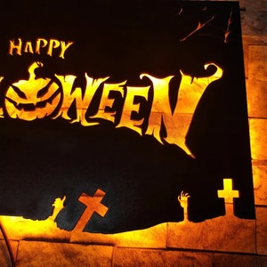 Wall Sign 3D, Halloween Wall Decor, Led Light Wall Decor, Halloween Led ...