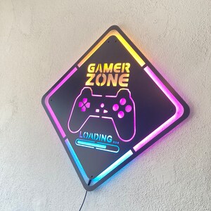 Gamer Zone Game Room 3d Wall Art, Led Wall Sign, Decoration for Gaming ...