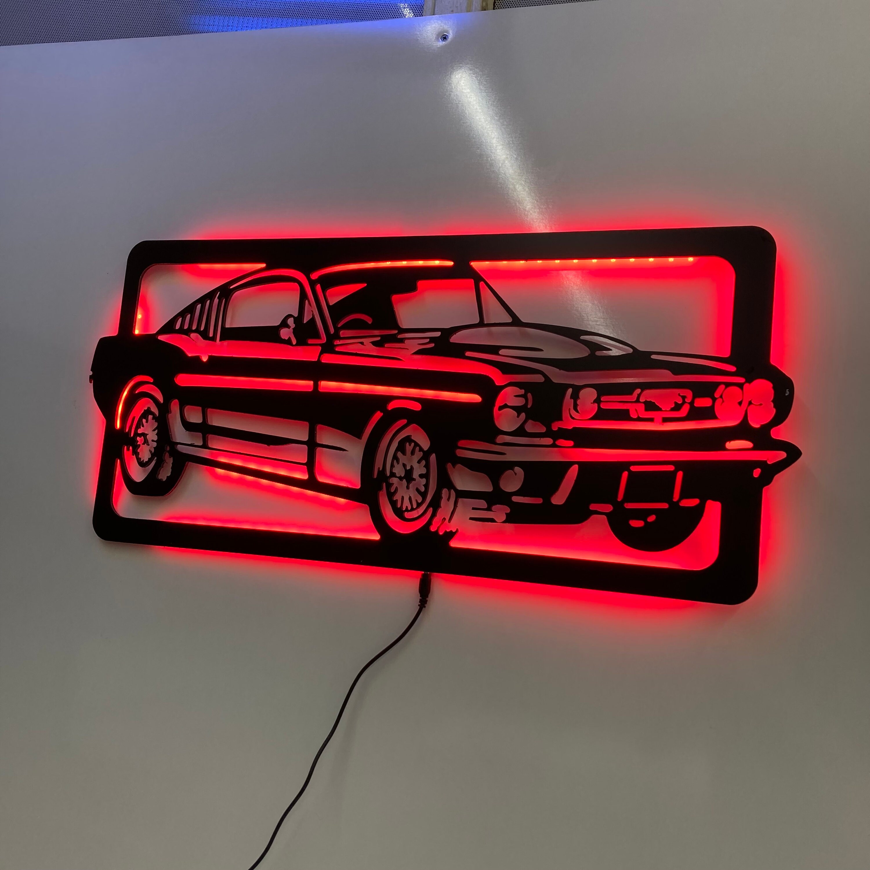 Wall Sign 3D Ford Mustang Wall Decor Led Light Wall Decor - Etsy