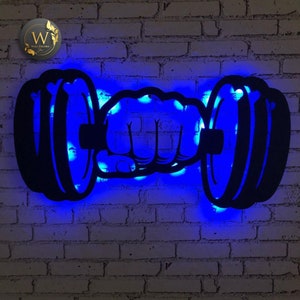 Wall Sign 3D Dumbbell Wall Decor Led Light Wall Decor - Etsy
