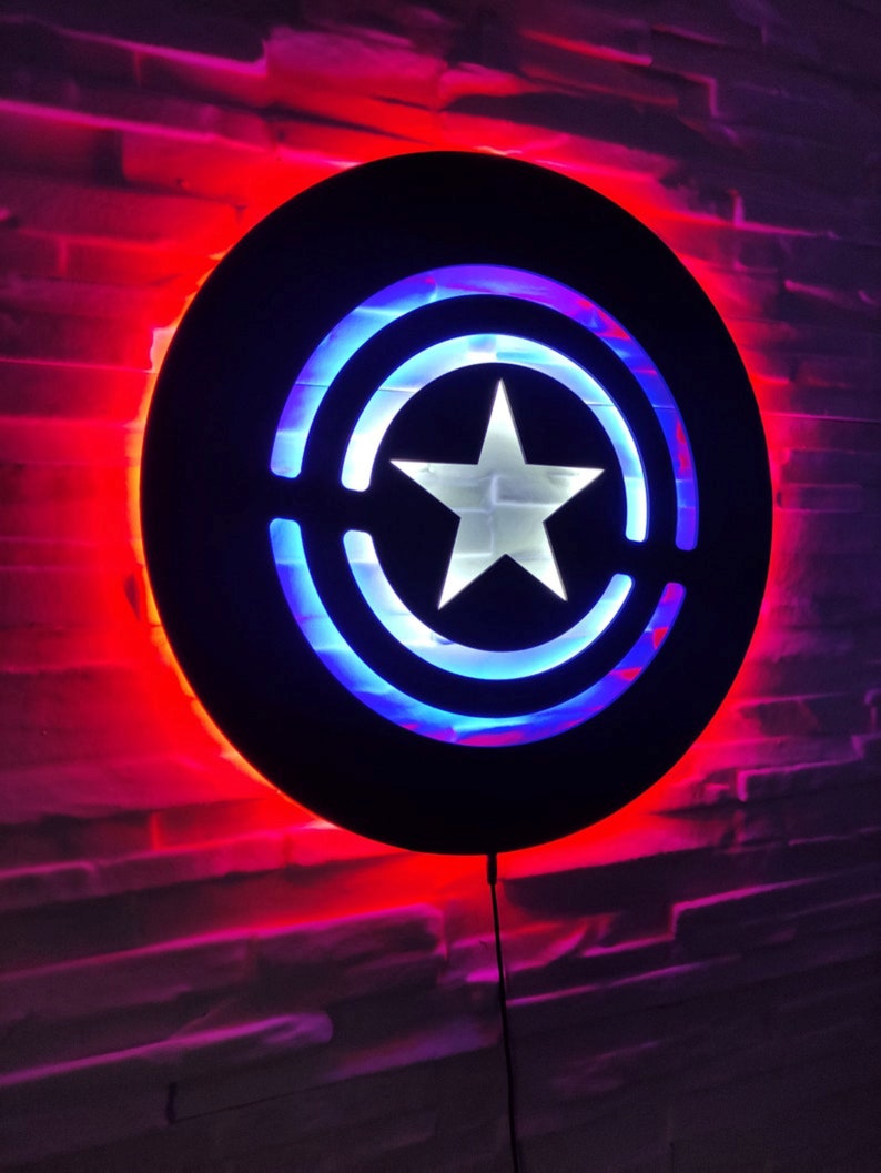 Wall Sign 3D Captain America Wall Decor Led Light Wall - Etsy