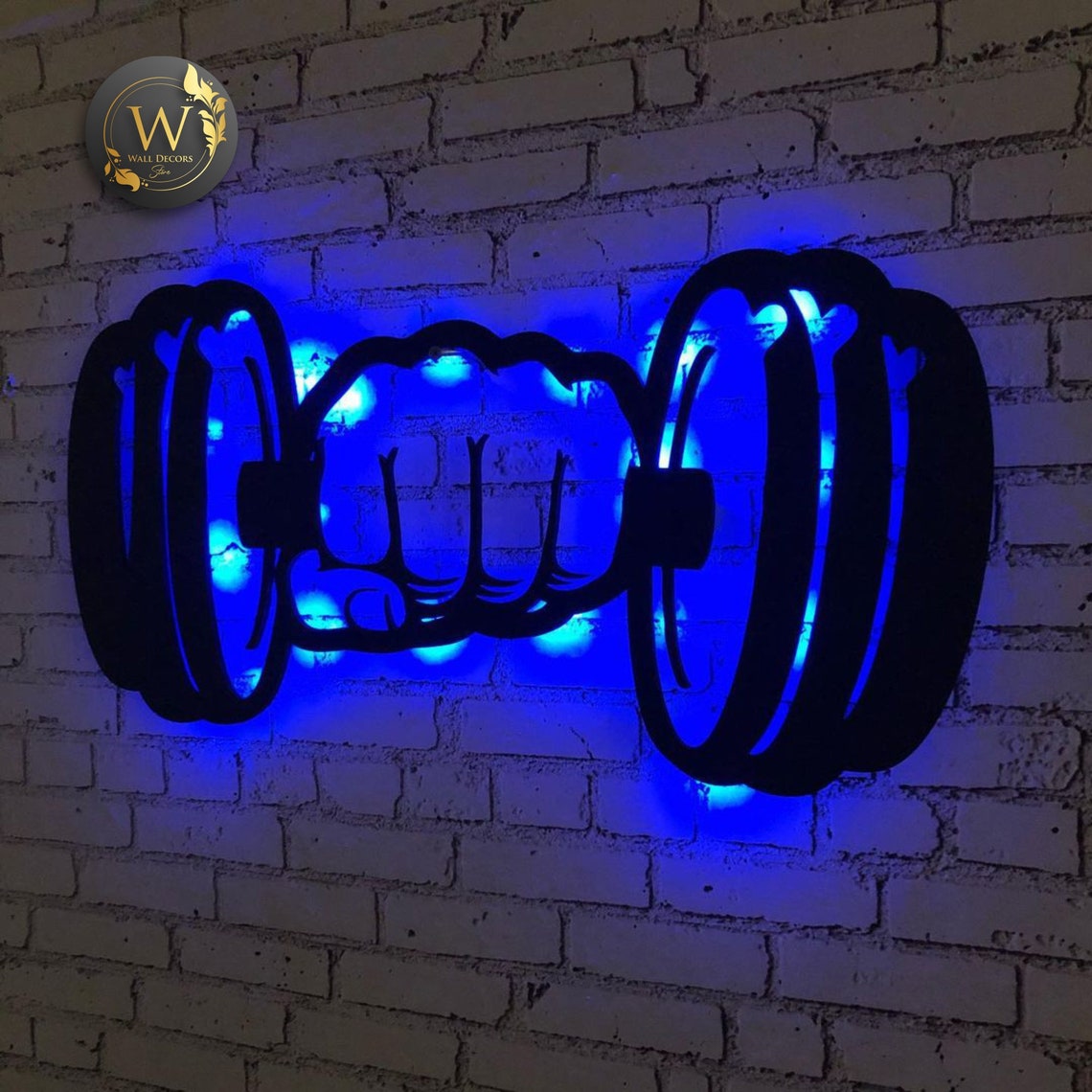 Wall Sign 3D Dumbbell Wall Decor Led Light Wall Decor - Etsy