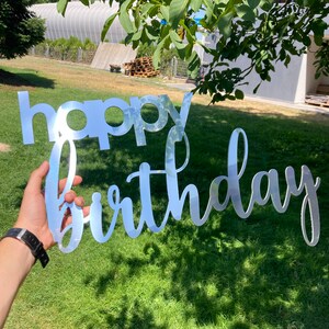 Happy Birthday Acrylic Gold and Silver Mirror Sign, Shiny Gold & Silver ...