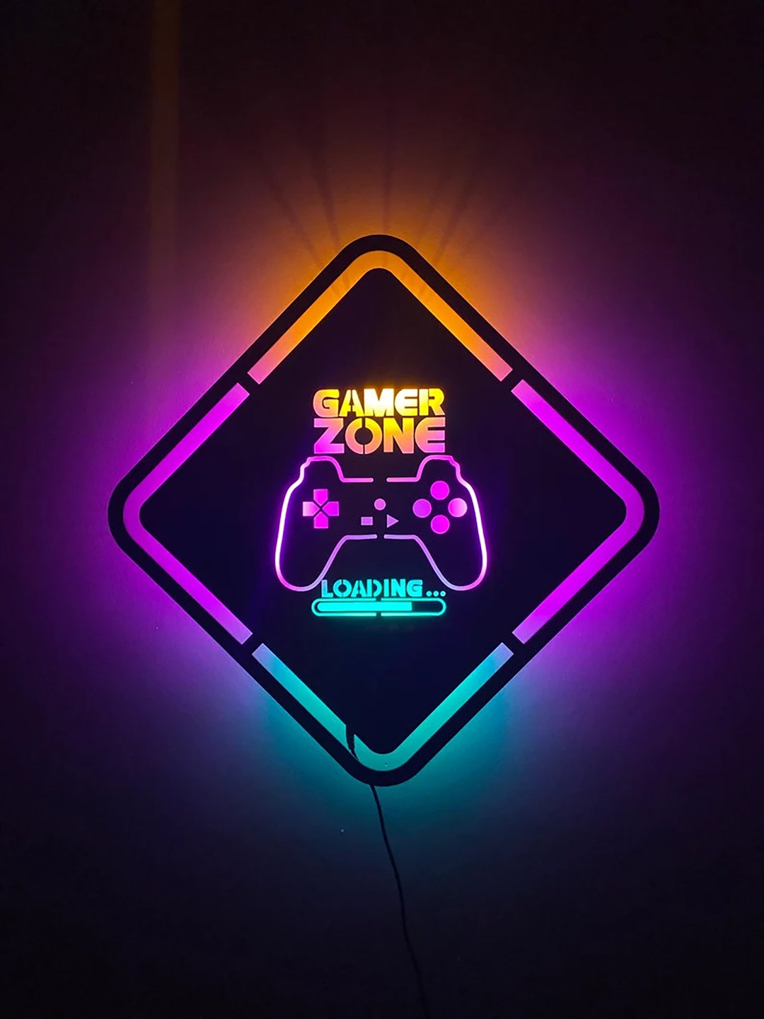 Gamer Zone Game Room 3d Wall Art Led Wall Sign Decoration - Etsy