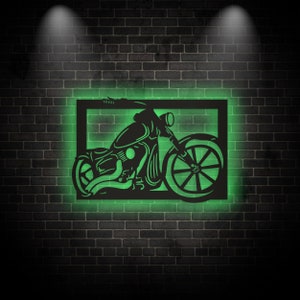 Harley Davidson Led Sign, Harley Davidson Wall Decor, Led Light Wall ...