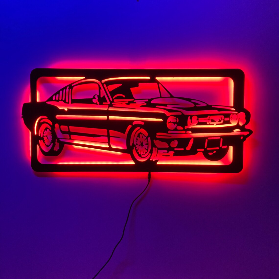 Wall Sign 3D Ford Mustang Wall Decor Led Light Wall Decor - Etsy