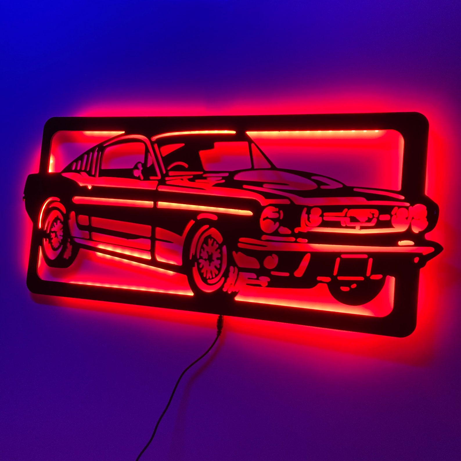 Wall Sign 3D Ford Mustang Wall Decor Led Light Wall Decor - Etsy
