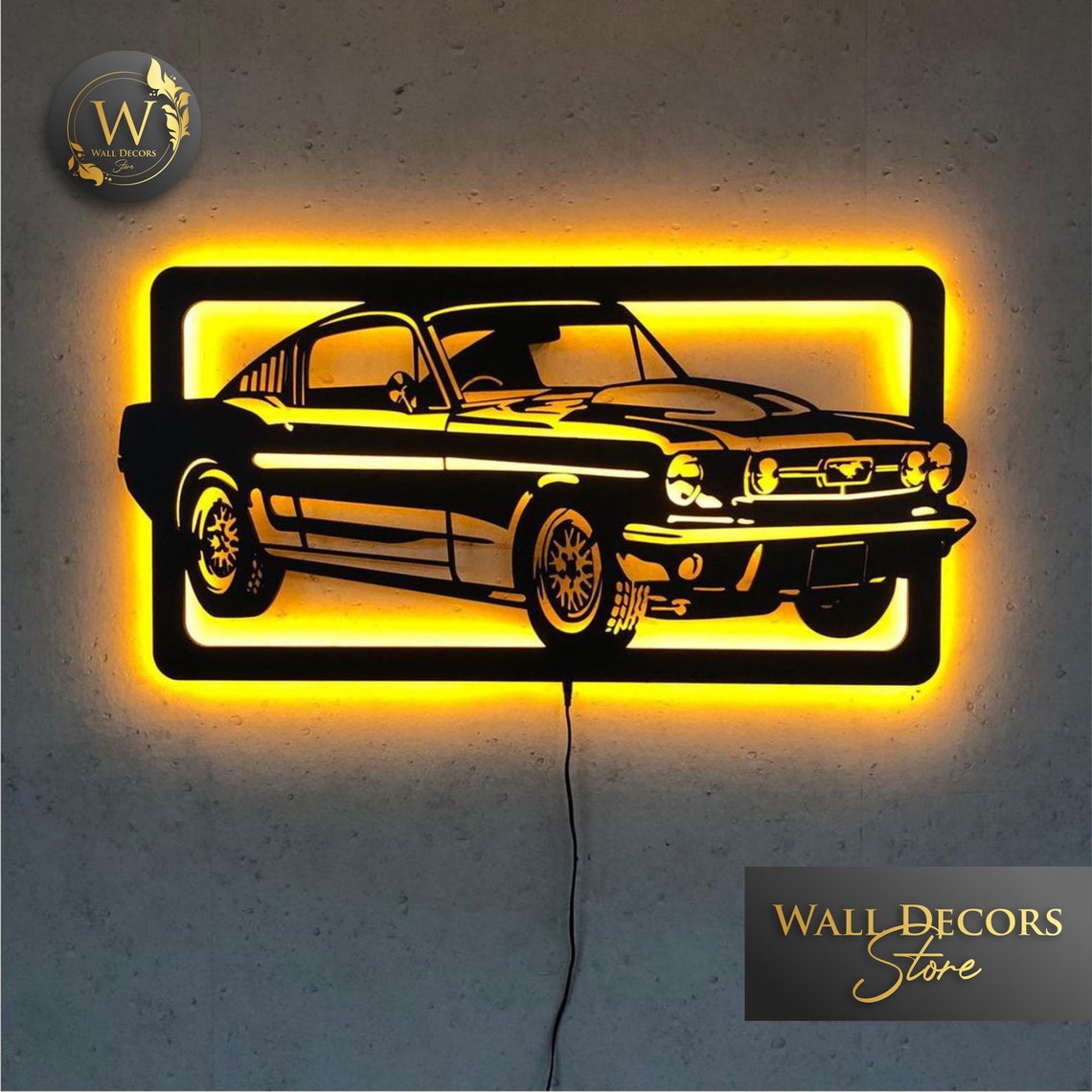 Wall Sign 3D Ford Mustang Wall Decor Led Light Wall Decor - Etsy