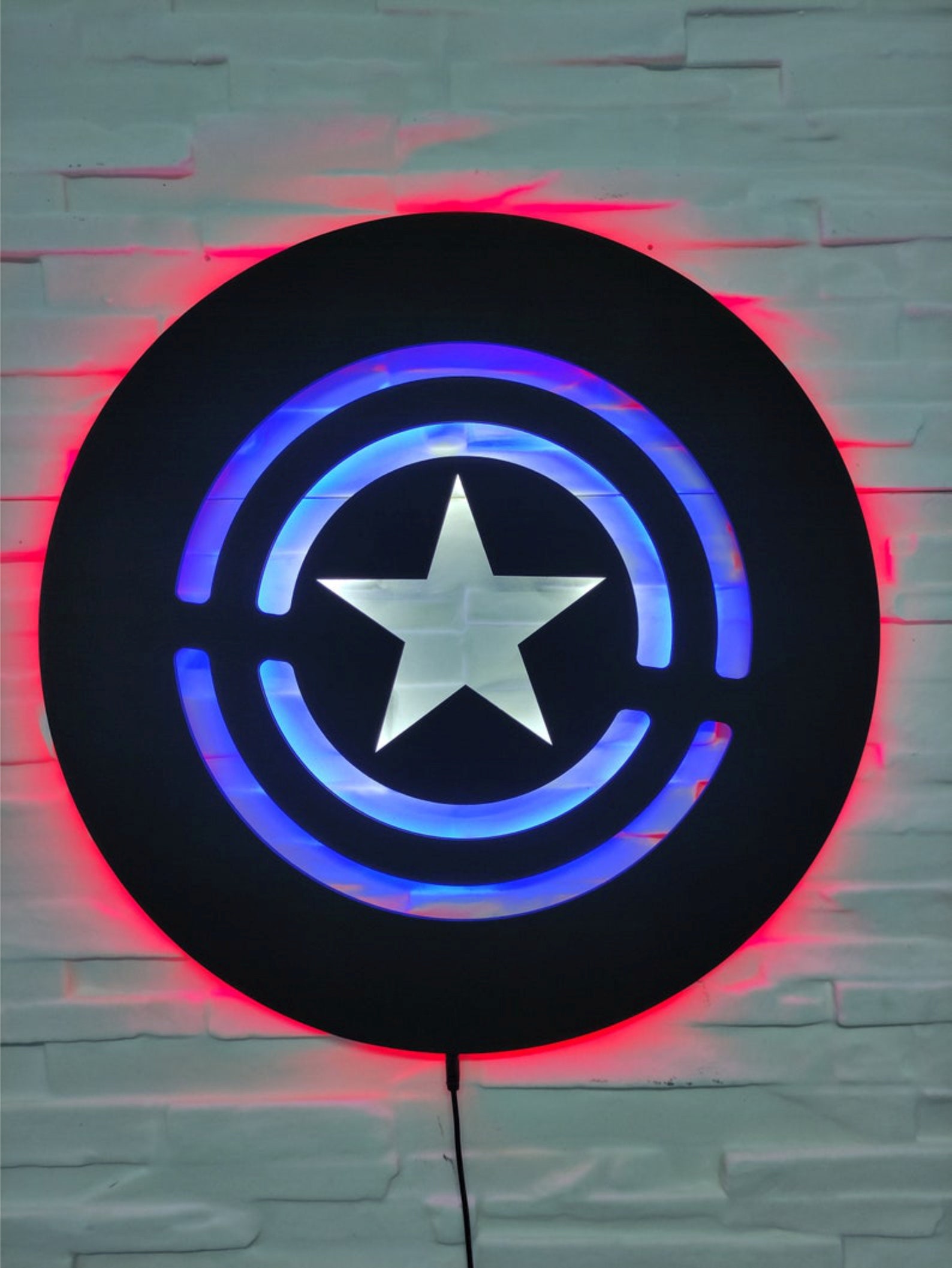 Wall Sign 3D Captain America Wall Decor Led Light Wall - Etsy