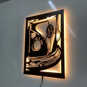 Beetle Car Wall Decor, Wall Sign 3d, Led Light Wall Decor, Composite ...