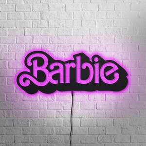 Barbie Wall Decor With Pink Led Light, Unique Barbie Wall Decor for ...