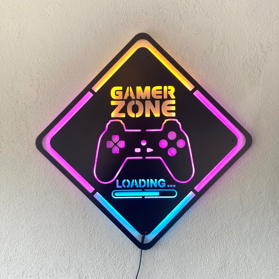 Gamer Zone Game Room 3d Wall Art, Led Wall Sign, Decoration for Gaming ...