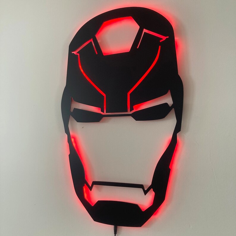 Wall Sign 3D Iron Man Wall Decor Led Light Wall Decor - Etsy