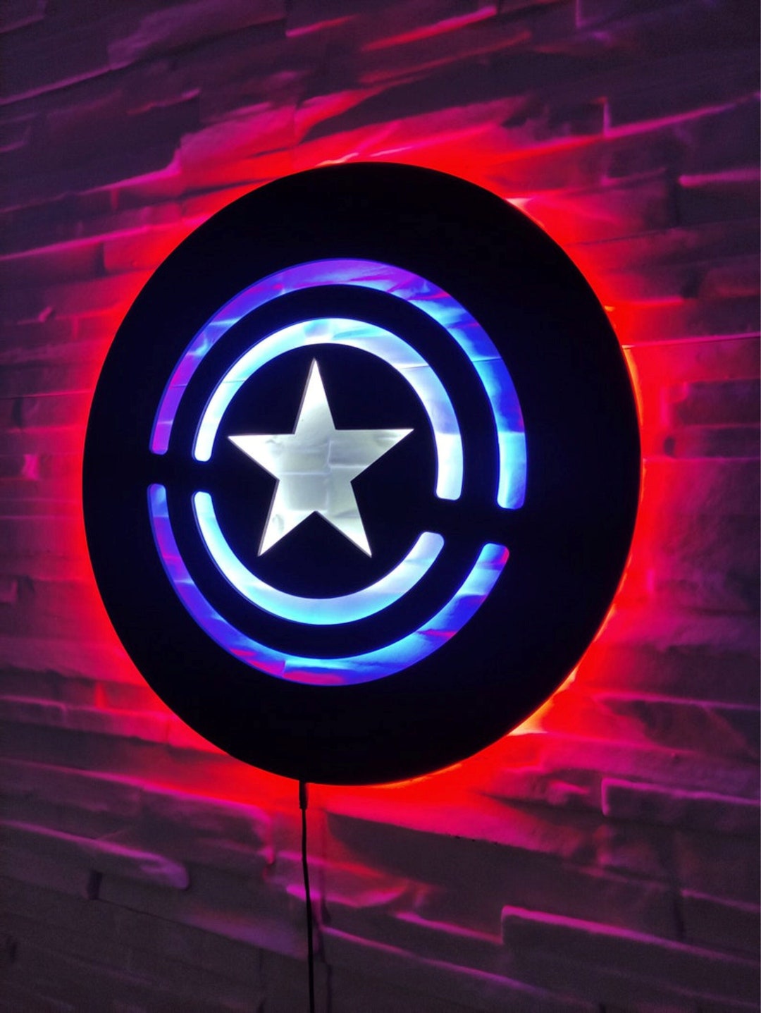 Wall Sign 3D Captain America Wall Decor Led Light Wall - Etsy