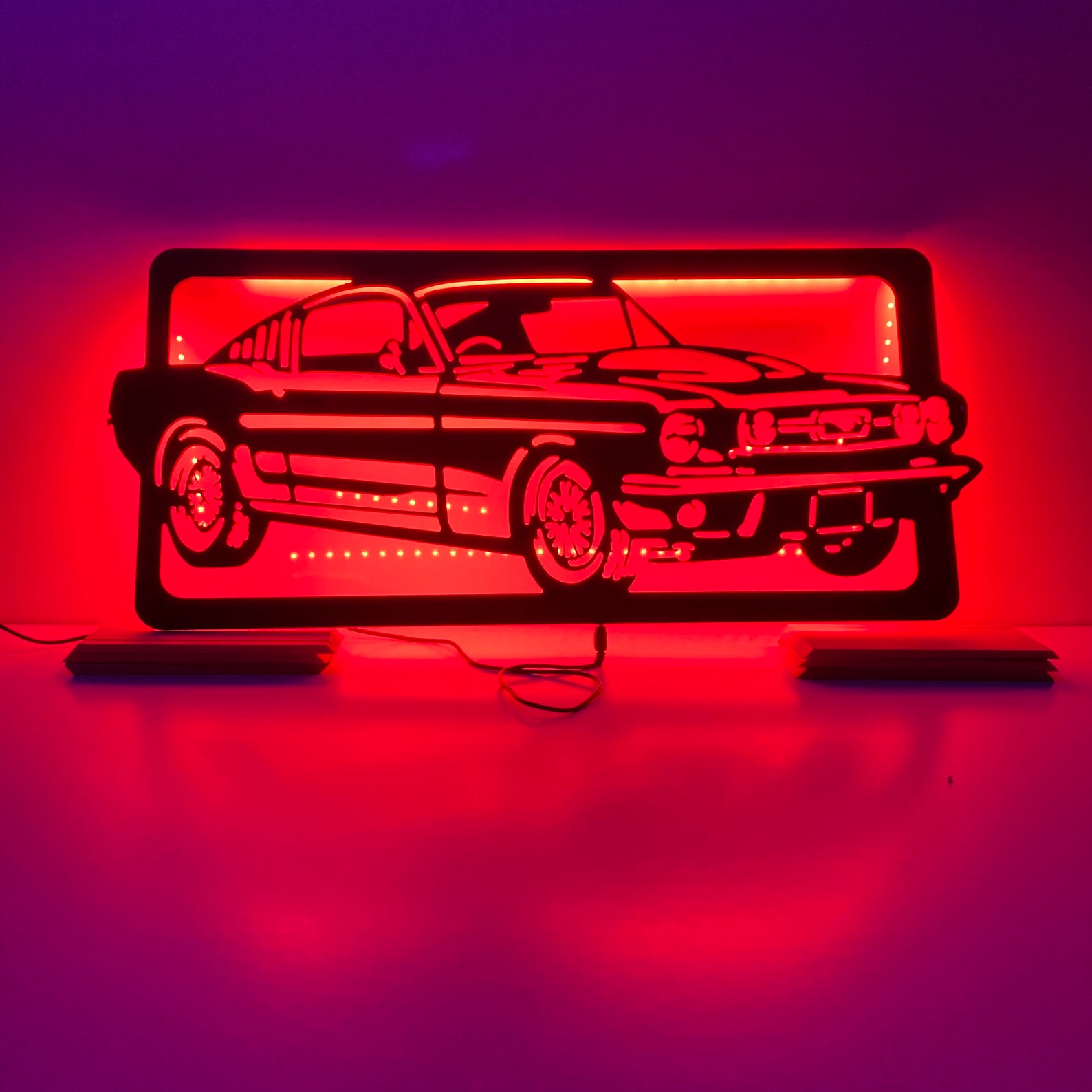 Wall Sign 3D Ford Mustang Wall Decor Led Light Wall Decor - Etsy