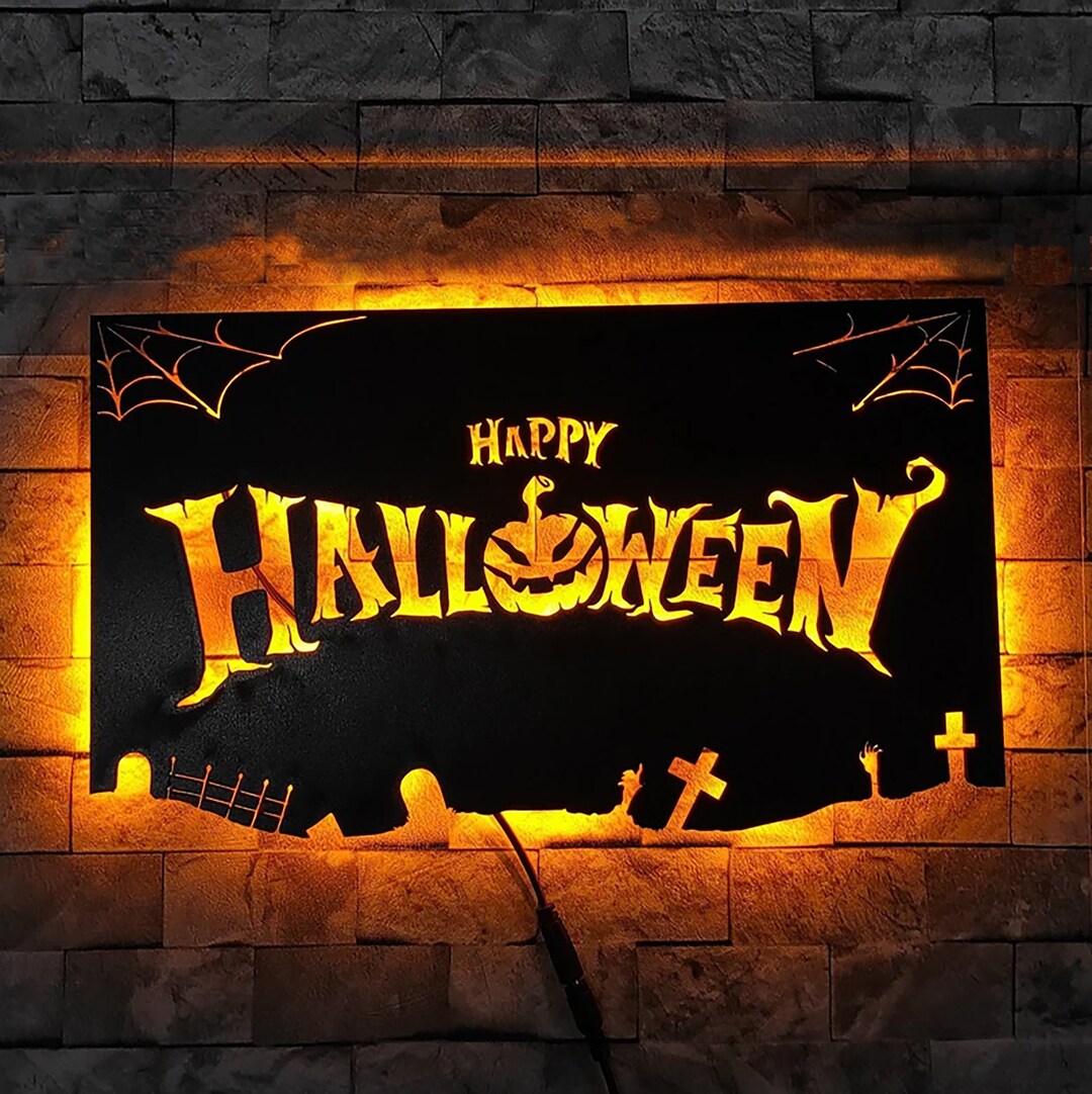 Wall Sign 3D, Halloween Wall Decor, Led Light Wall Decor, Halloween Led ...