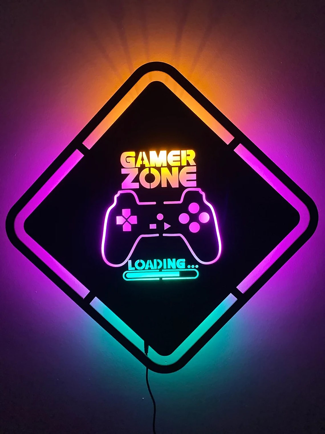 Gamer Zone Game Room 3d Wall Art Led Wall Sign Decoration - Etsy
