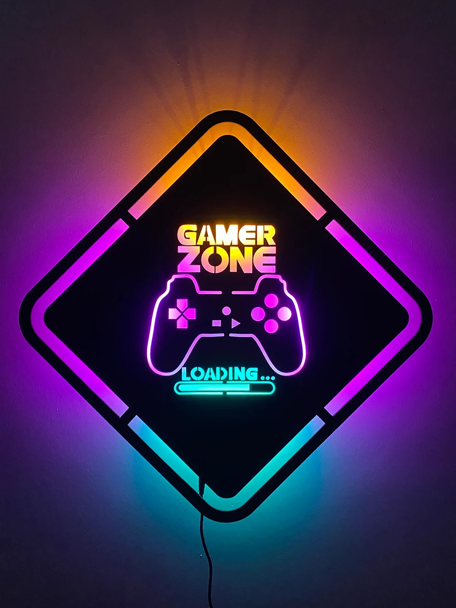 Gamer Zone Game Room 3d Wall Art Led Wall Sign Decoration - Etsy