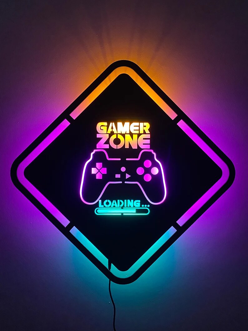 Gamer Zone Game Room 3d Wall Art Led Wall Sign Decoration - Etsy