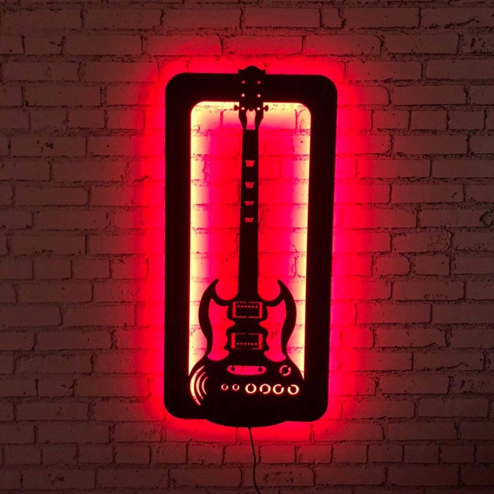 Wall Sign 3D Guitar Wall Decor Led Light Wall Decor - Etsy