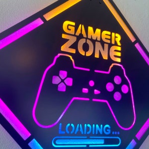 Gamer Zone Game Room 3d Wall Art, Led Wall Sign, Decoration for Gaming ...