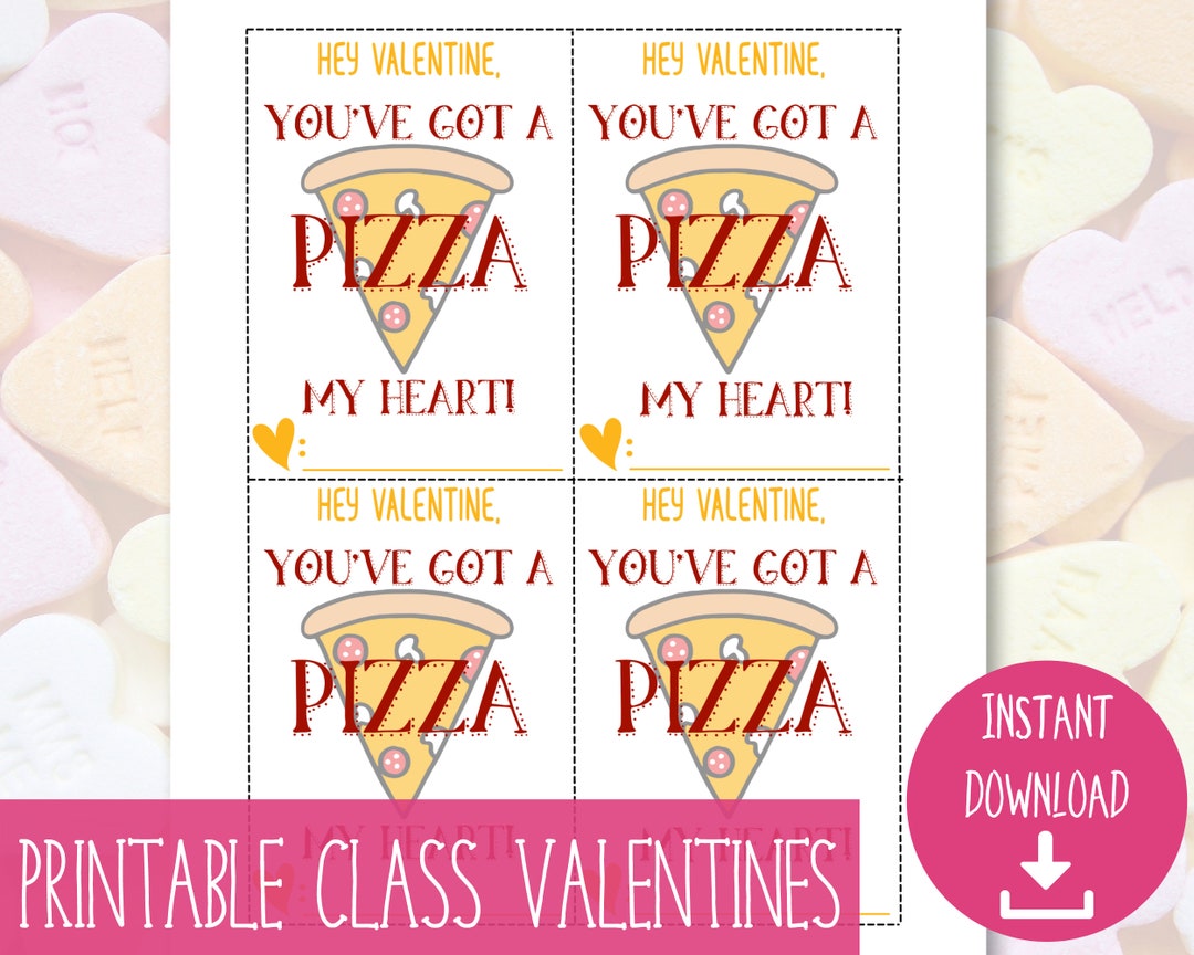 Printable Class Valentine, Pizza Valentine, Class Valentines Cards - Etsy