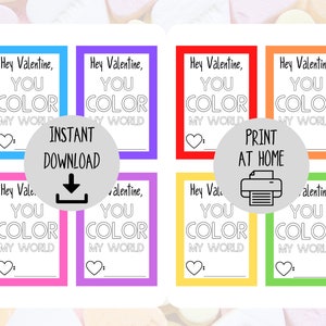 Class Valentines Printables, Colorful Valentines Cards - Etsy