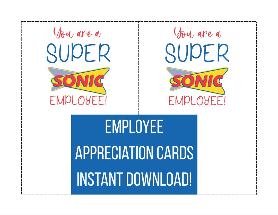 Sonic Employee Appreciation Card, National Employee Appreciation ...