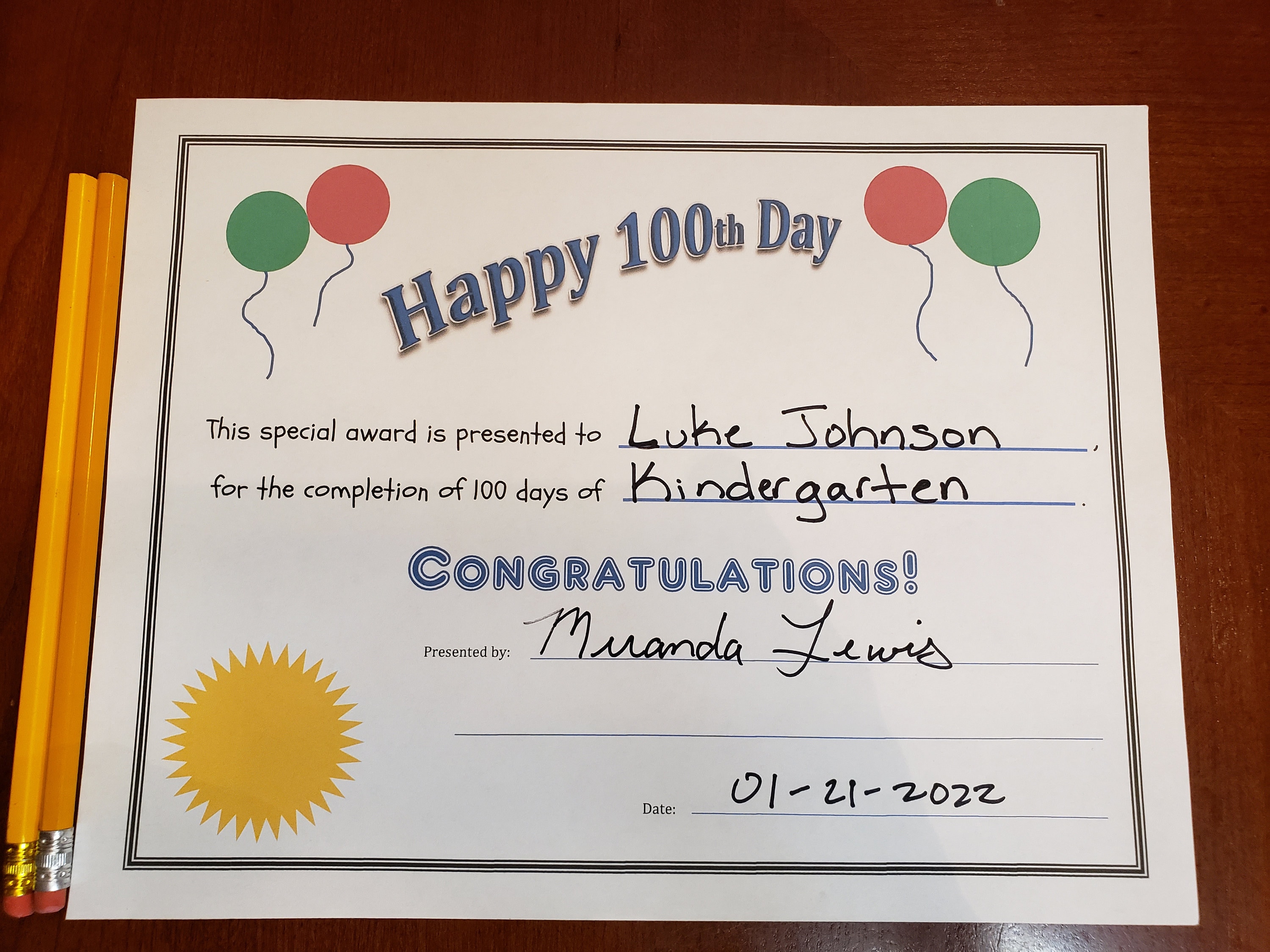 100th Day Digital Certificate - Etsy