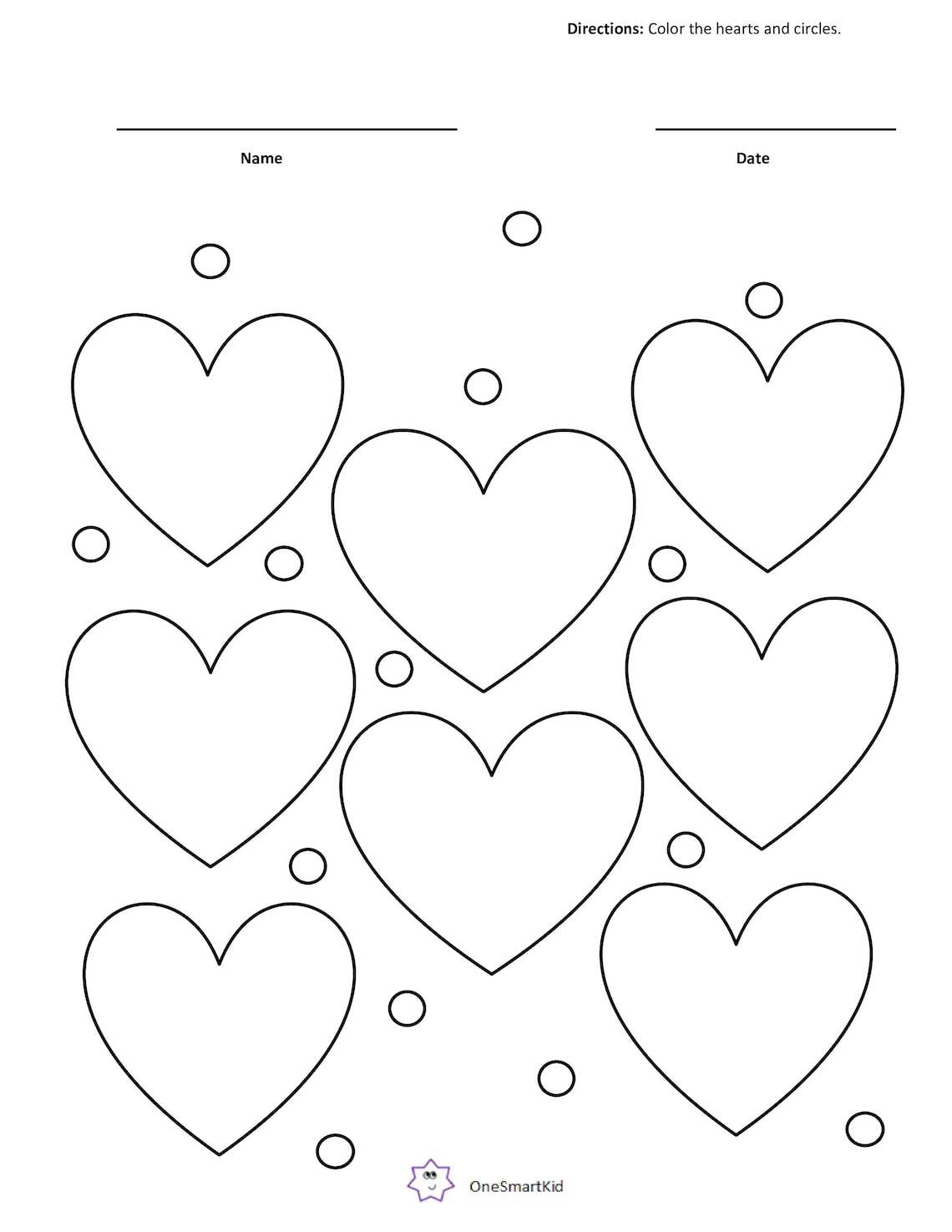 Hearts and Cirles Coloring Printable Page - Etsy