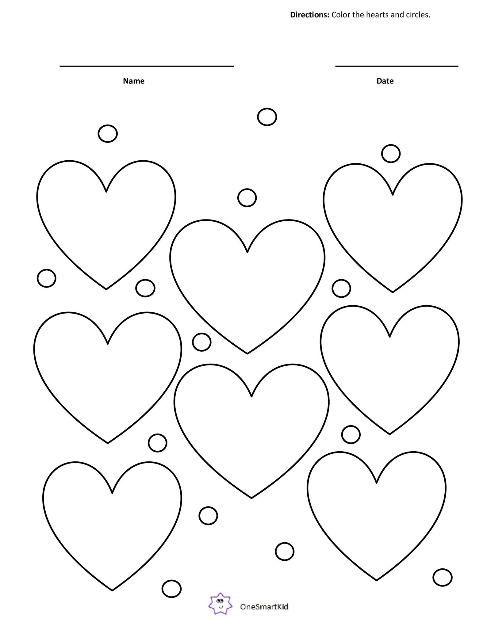 Hearts and Cirles Coloring Printable Page - Etsy