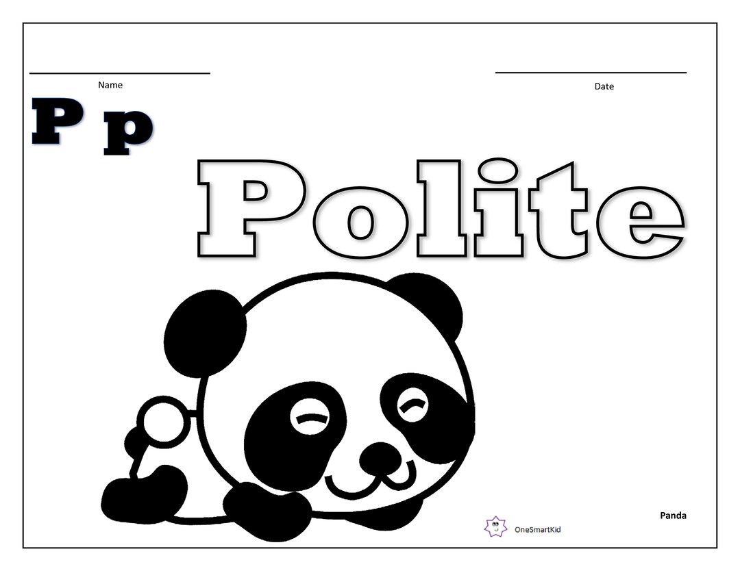 Kids Coloring Worksheet for the Letter P, Panda - Etsy