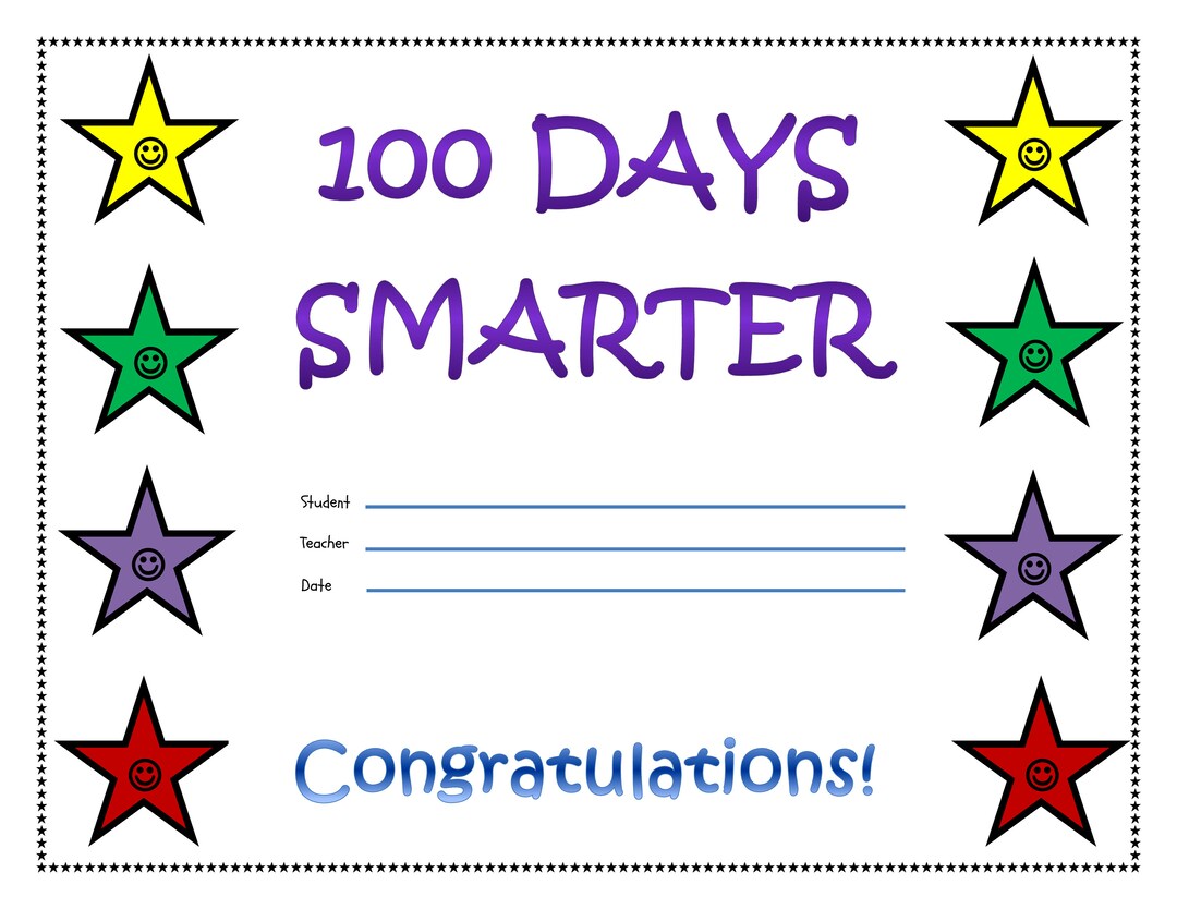 100 Days Smarter Digital Certificate - Etsy