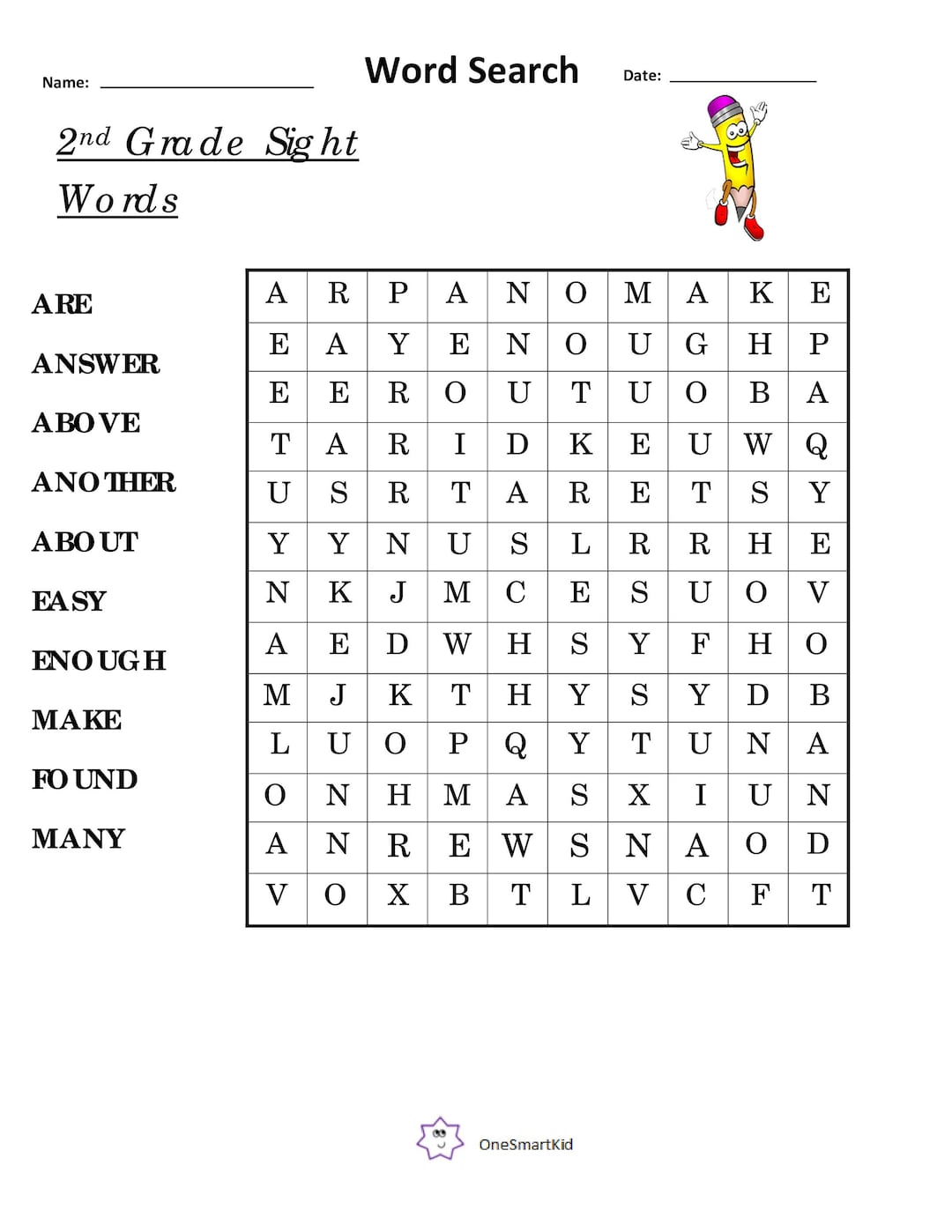 Sight Words - Word Search Puzzle - Etsy