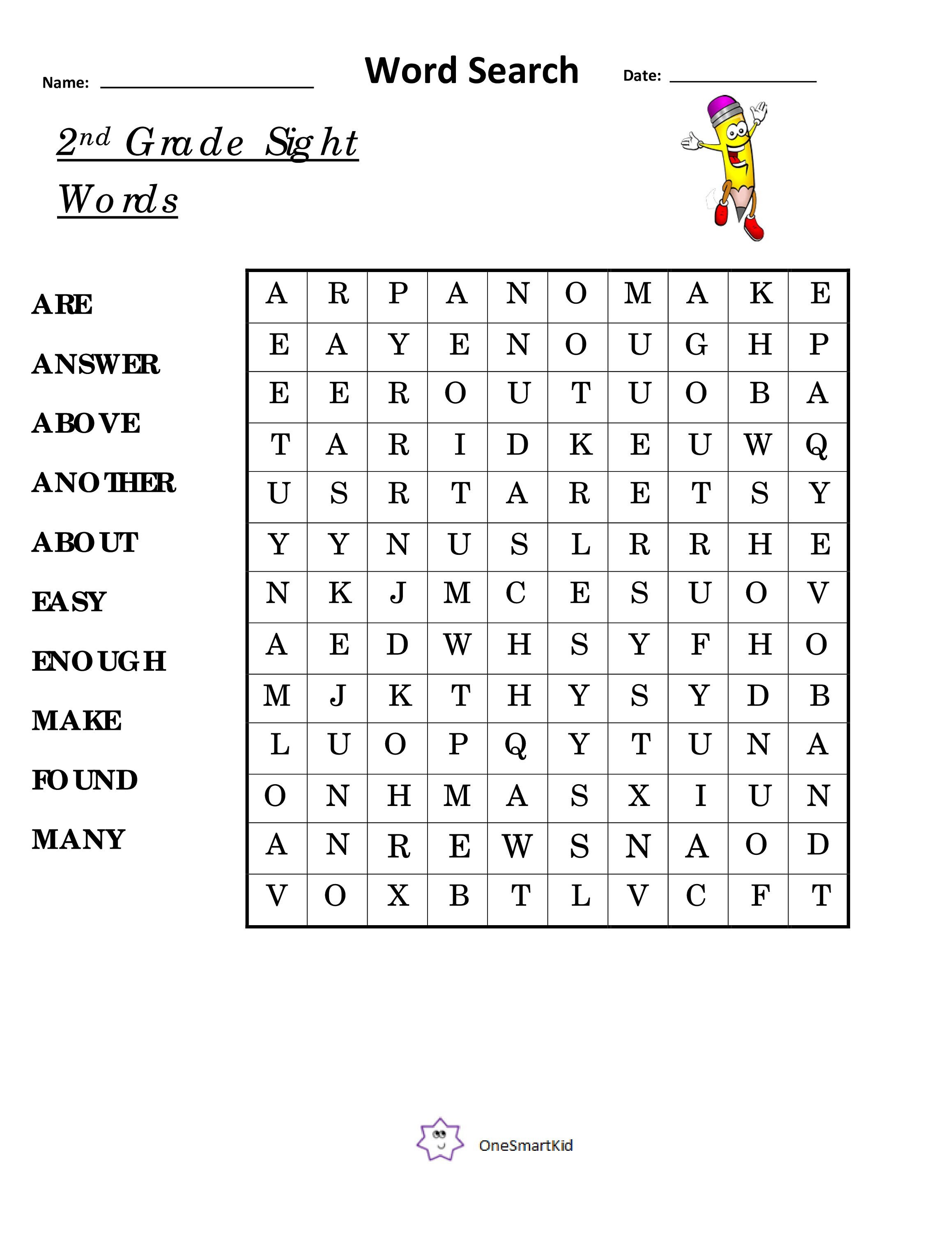 Sight Words - Word Search Puzzle - Etsy
