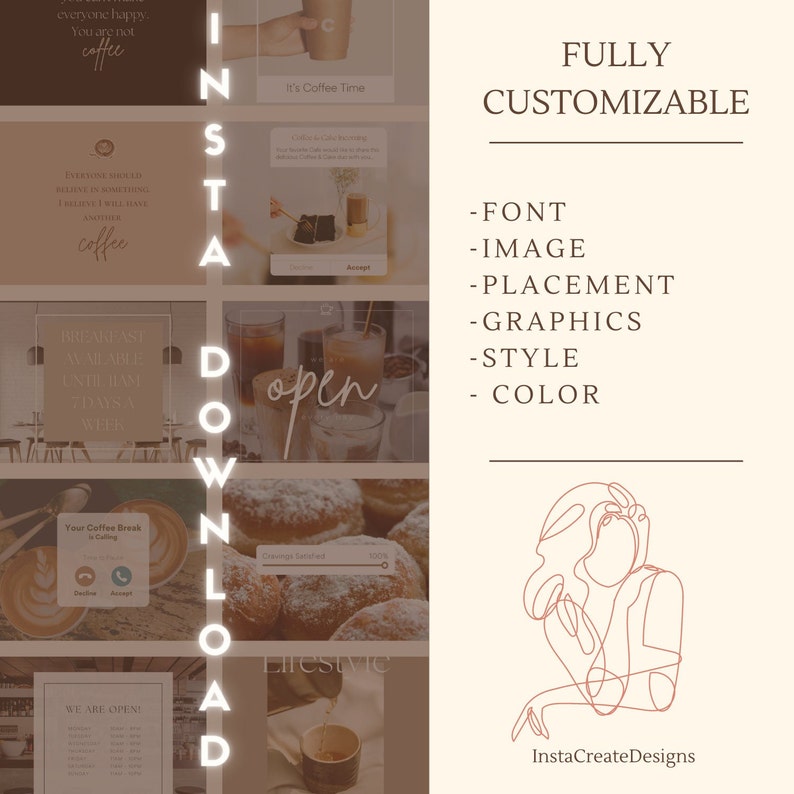 40 Café Instagram Templates FREE INSTASTORY Small Business Instagram ...