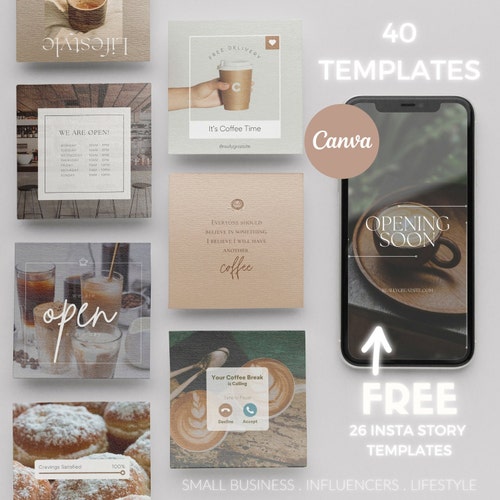 Coffee Instagram Posts Café Business Social Media Template - Etsy Canada