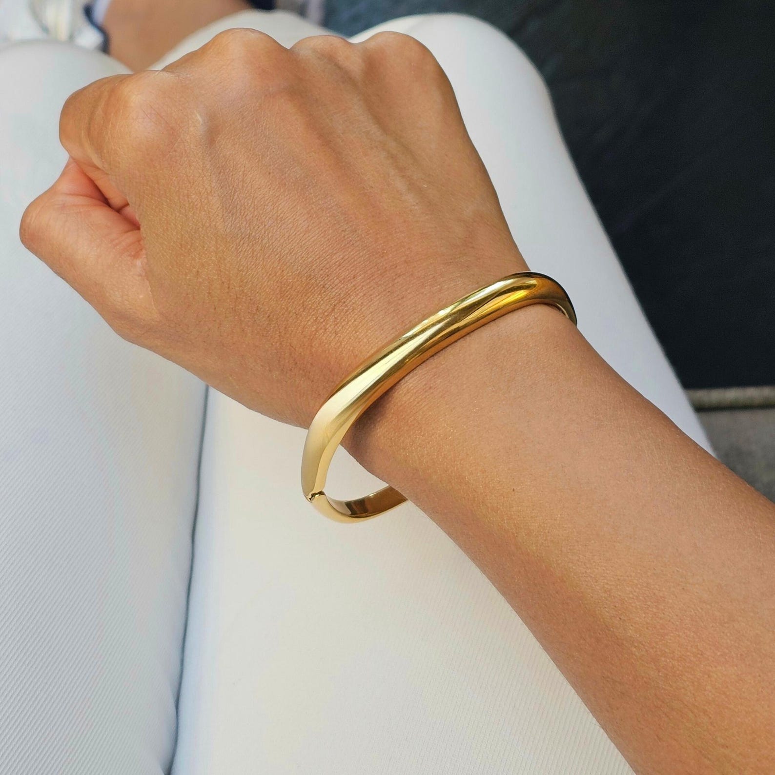 Square Gold Bangle Bracelet | Minimalist Gold Plated Bangle | Stacking ...