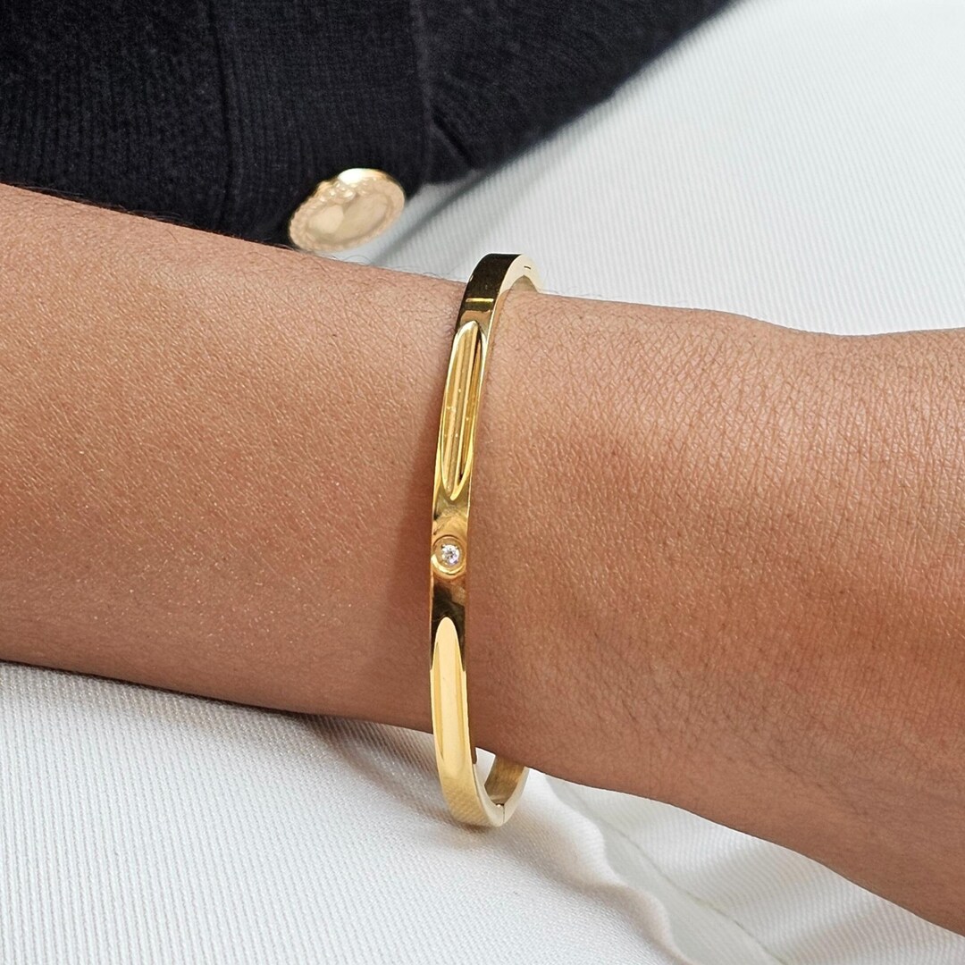 Diamond Stacking Bangle, Gold Stacking Bangle, Gifts for Her ...