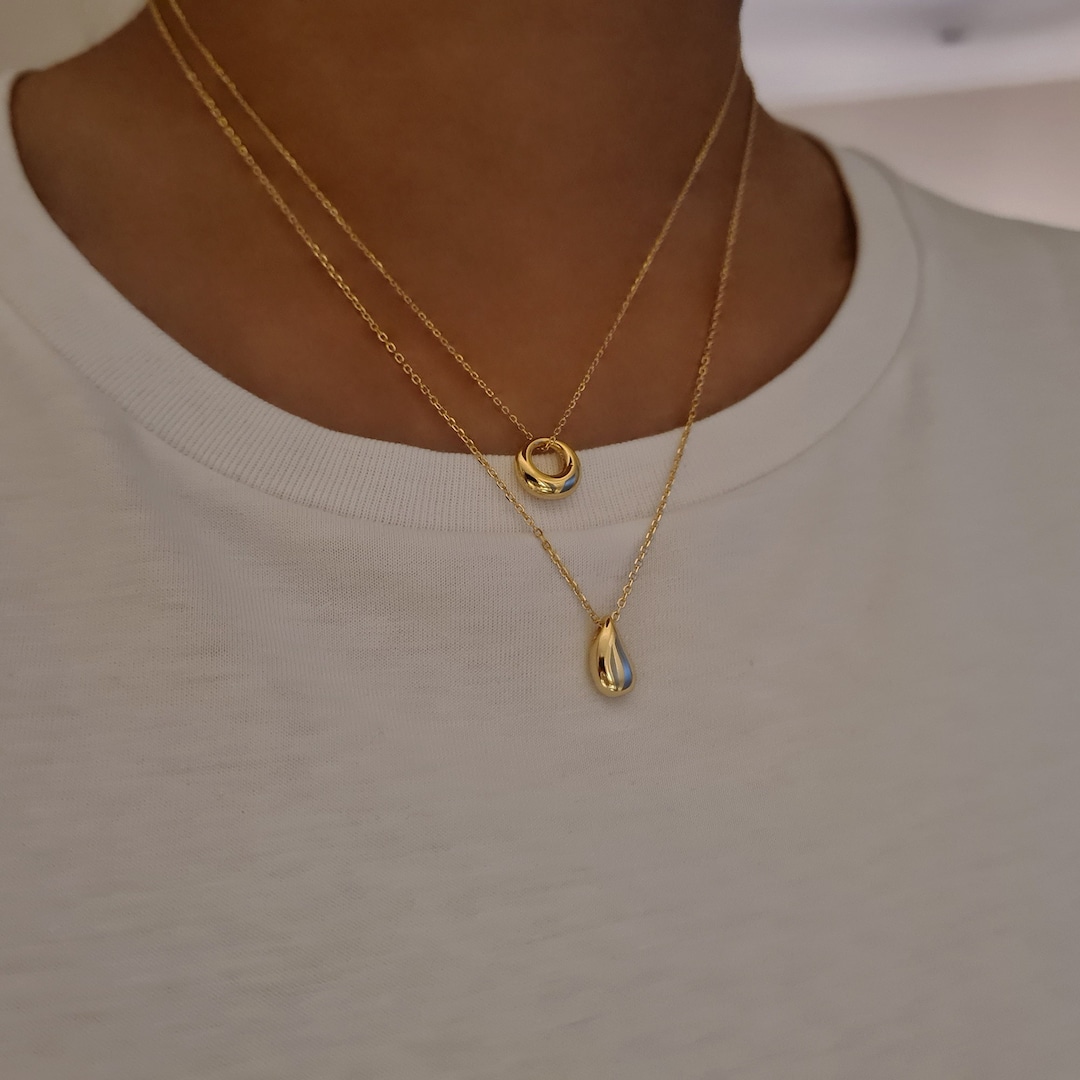Teardrop Necklace, Waterdrop Necklace, Minimalist Necklace, Droplet ...