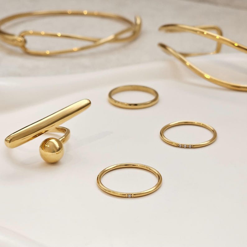 Gold Cuff Bangle, Gold Cuff Bracelet, 18ct Gold Plated Stacking Bangles ...