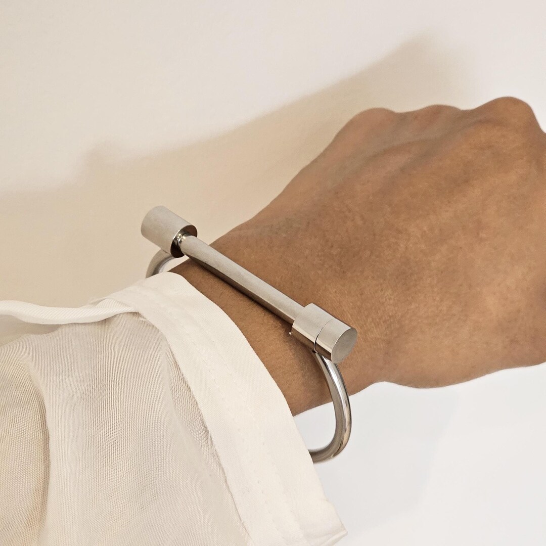 Screw Cuff Bangle, Tarnish Free Silver Stacking Bangle, Luxury ...