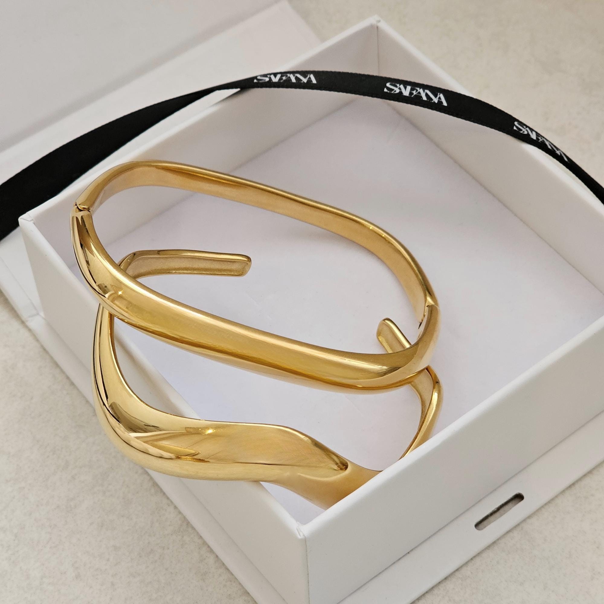 Square Gold Bangle Bracelet | Minimalist Gold Plated Bangle | Stacking ...