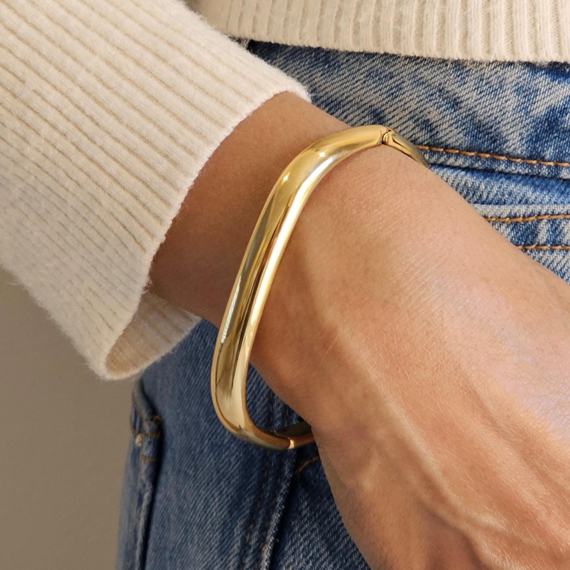 Square Gold Bangle Bracelet | Minimalist Gold Plated Bangle | Stacking ...