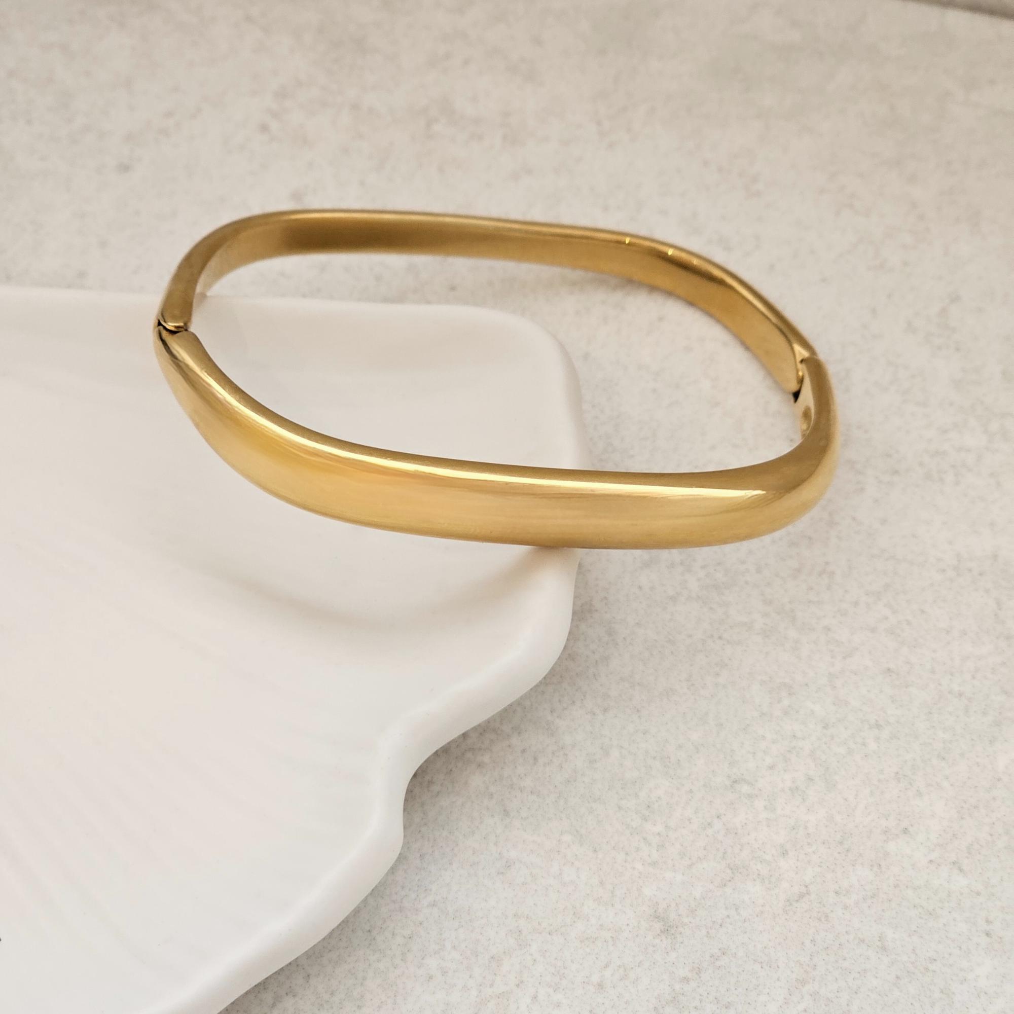 Square Gold Bangle Bracelet | Minimalist Gold Plated Bangle | Stacking ...