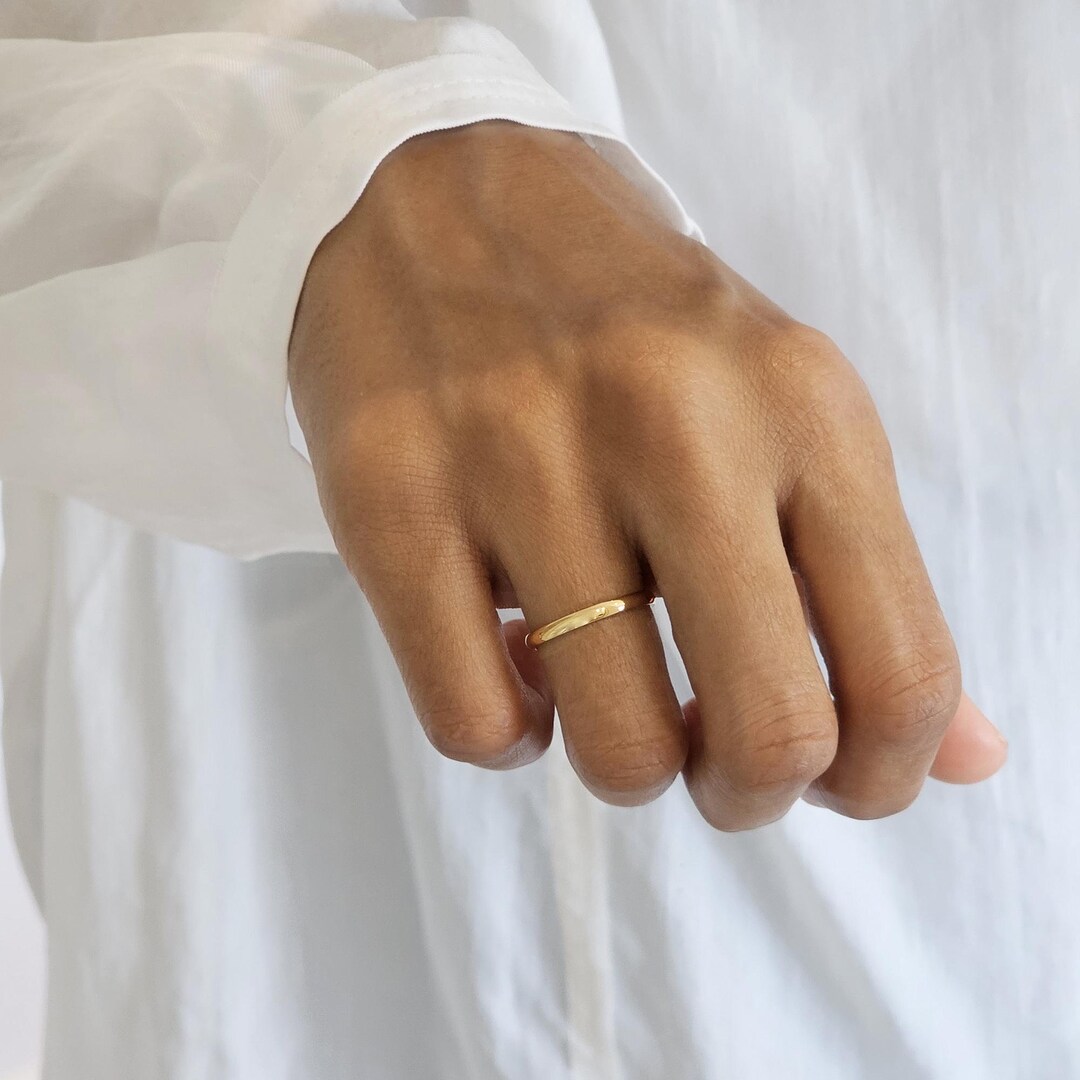 Classic Plain Gold Band Ring, Wedding Band Ring, Plain Stacking Gold ...