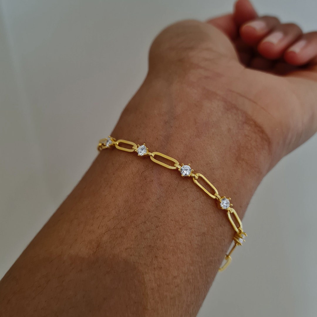 Link Chain Bracelet, Tennis Bracelet, Minimalist Bracelet, Paperclip ...